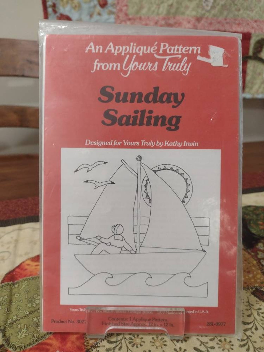 Yours Truly Applique Pattern Sunday Sailing UNCUT Size 12" X 12" by ...