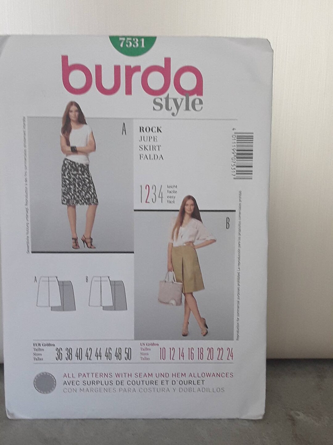 Burda 7531 Pattern Skirt 2 Styles, Sizes 10-24, UNCUT - Etsy