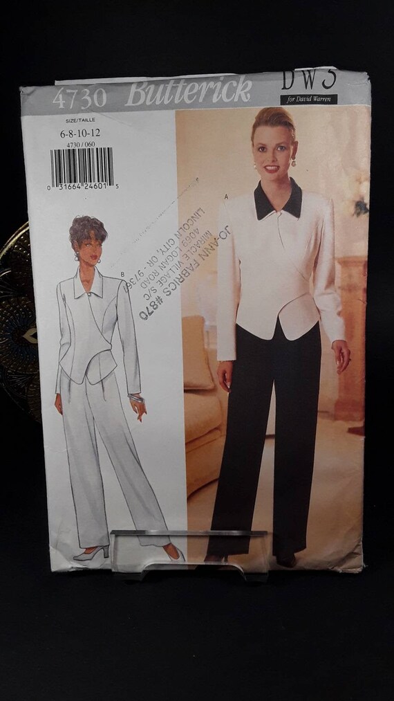 Butterick 4730 Jacket Pants Pattern Designer David Warren - Etsy