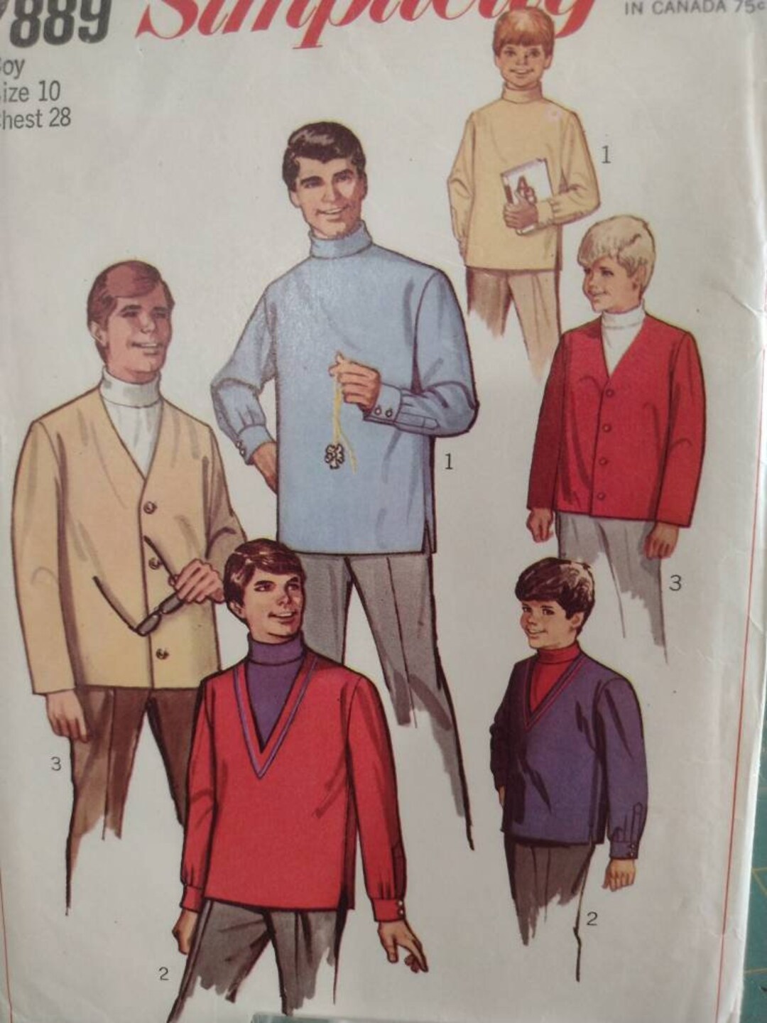 Simplicity 7889 Pattern Boys Turtleneck Shirts and Cardigan Jacket ...
