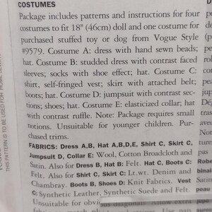 Vogue Craft 9663 Pattern UNCUT Doll Costumes 18 Doll, Linda Carr Design ...