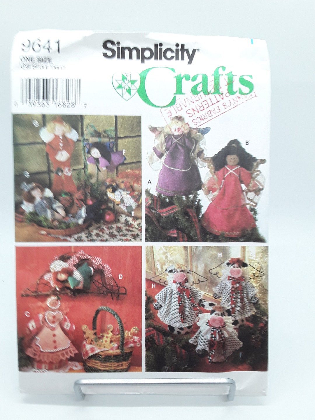 Simplicity 9641 Crafts Pattern Angel Tree Topper or Standing, Ornament ...