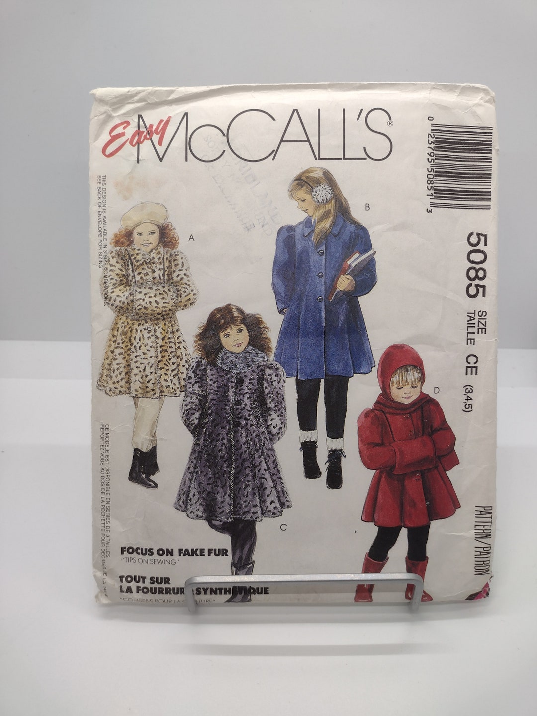 Mccall's 5085 Pattern Childs Coat Lined in Two Lengths Hooded Scarf and ...