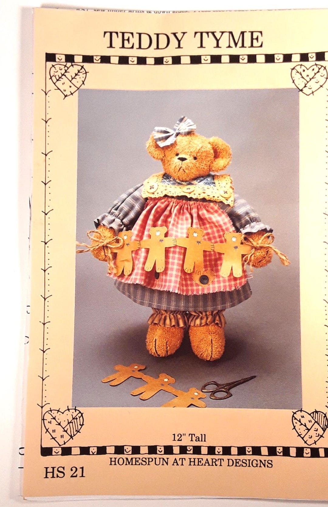 Homespun at Heart Designs Pattern for Teddy 12" Tall Vintage UNCUT - Etsy