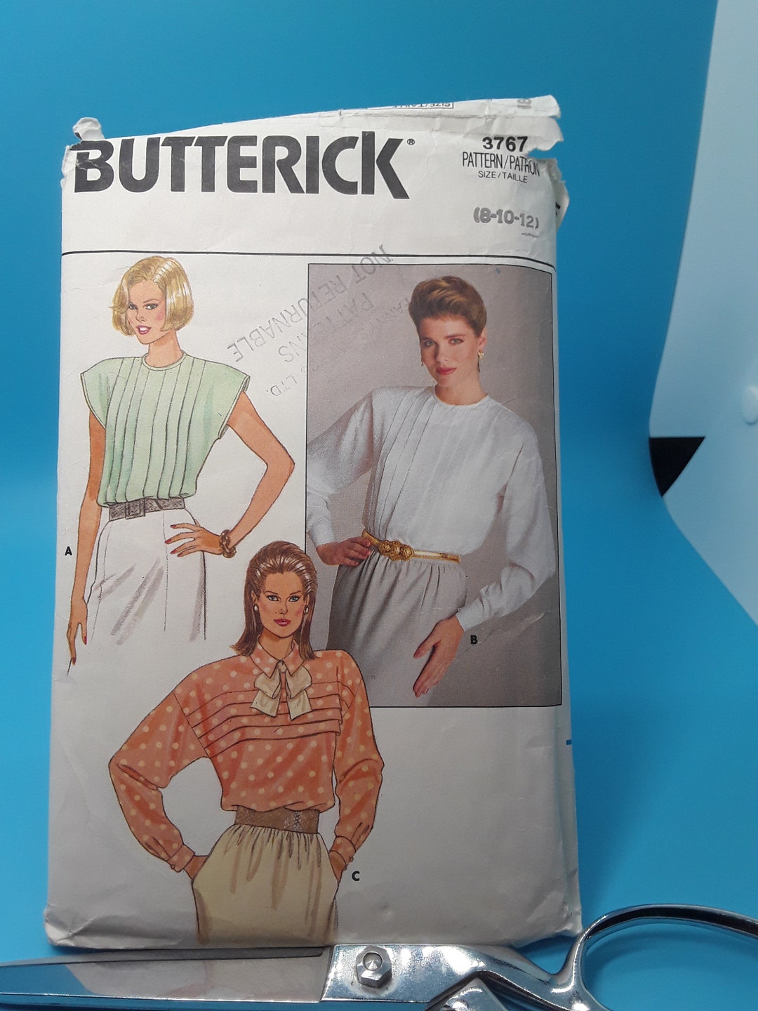 Butterick 3767 Pattern Misses Blouse Size 12 Used, Three Styles ...