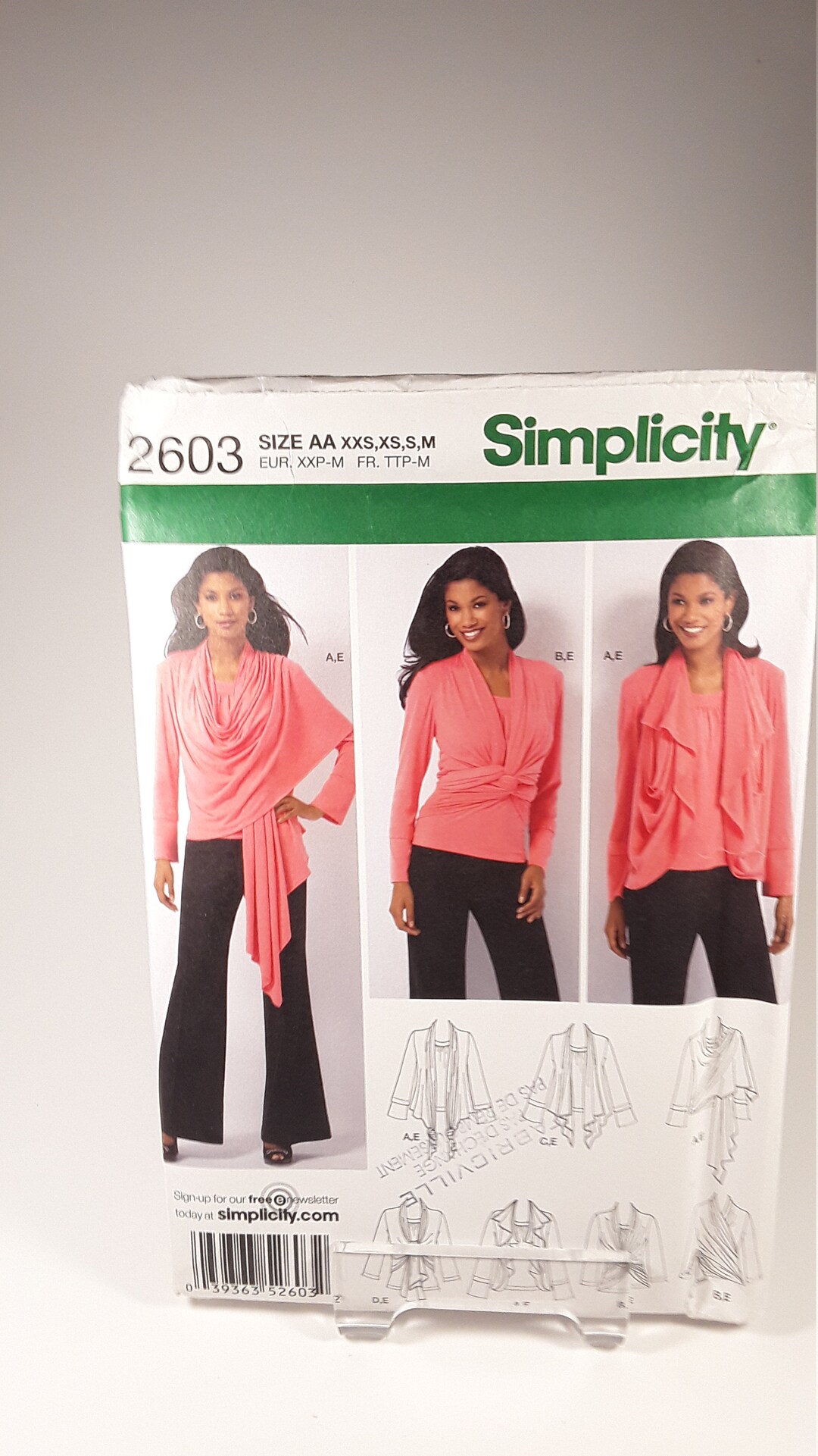 Simplicity 2603 Pattern for Misses Knit Top and Cardi-wrap With Front ...