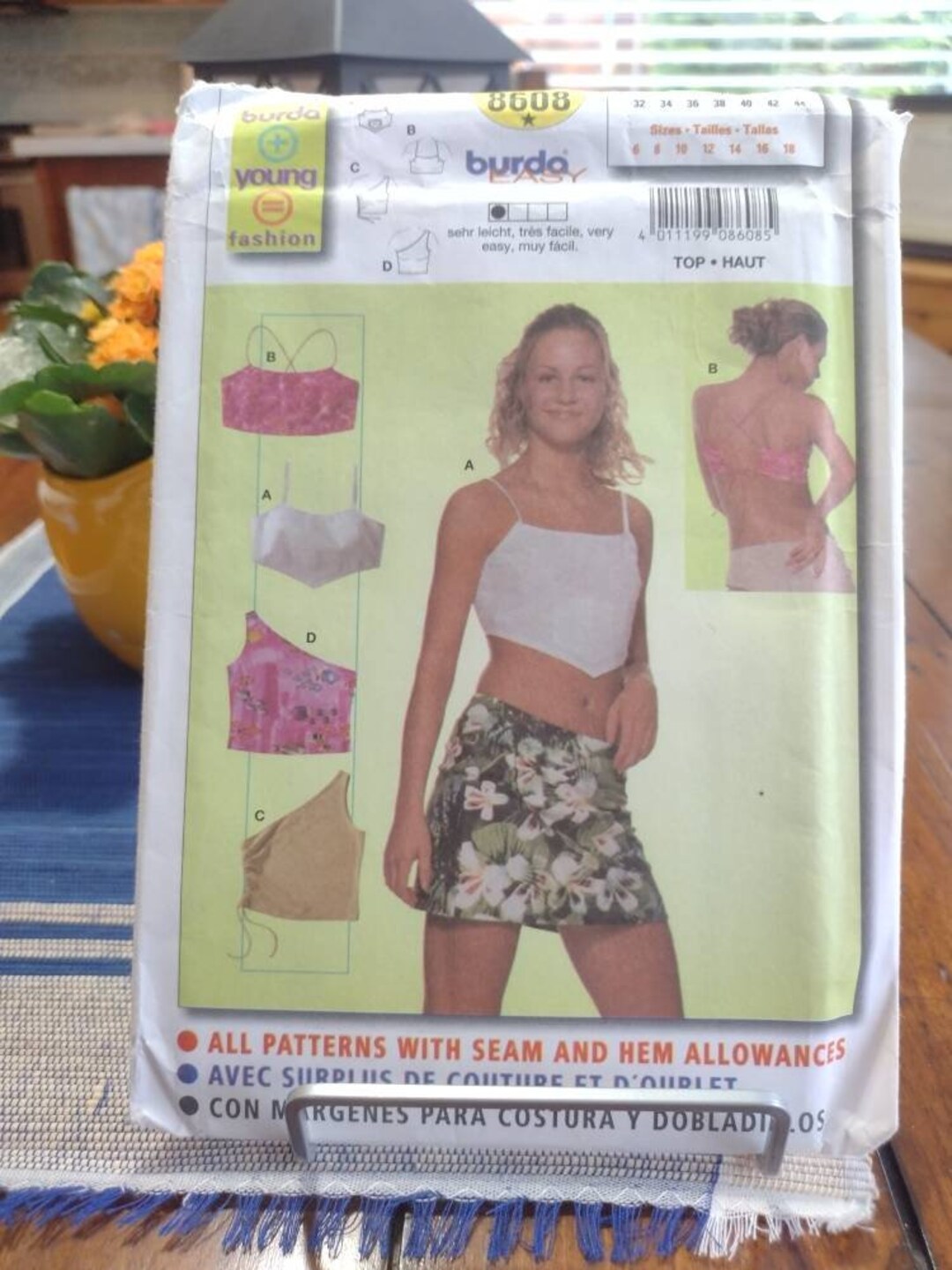 Burda 8608 Pattern Misses Top UNCUT Sizes 6 - 18 4 Styles Young Fashion ...