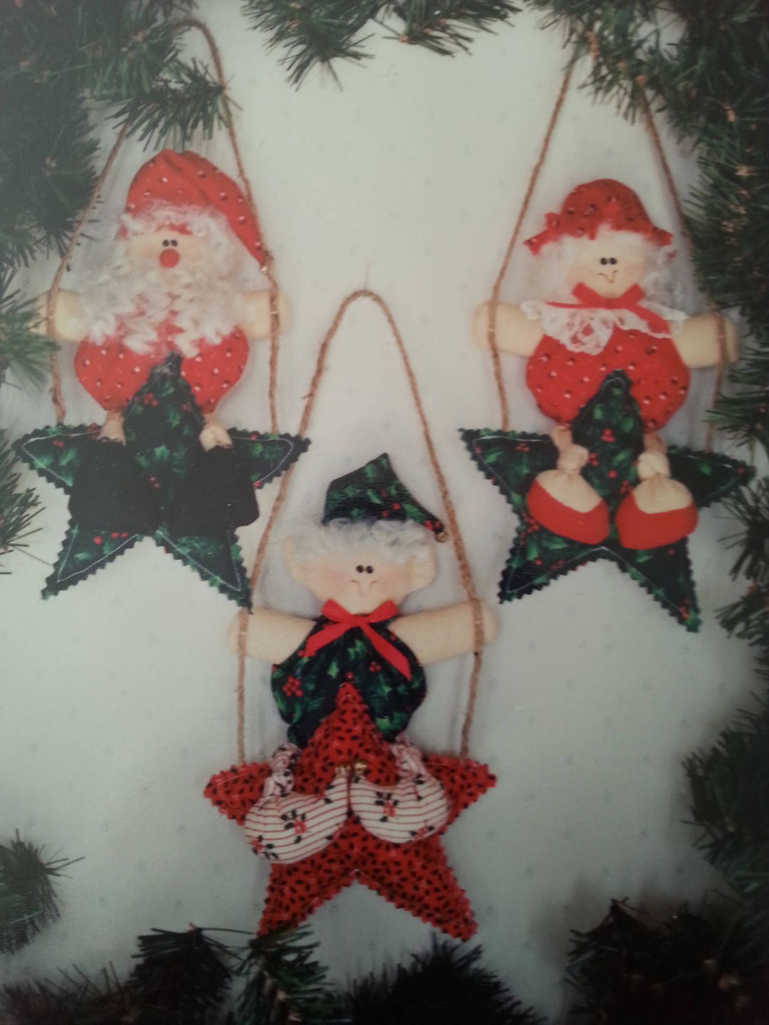 Xmas Santa Mrs Claus Elf Paper Pattern Star Christmas Ornament Doll ...