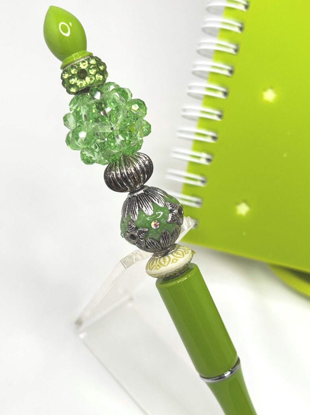 Vibrant Lime Green Czech Crystal Beaded Pen - Etsy