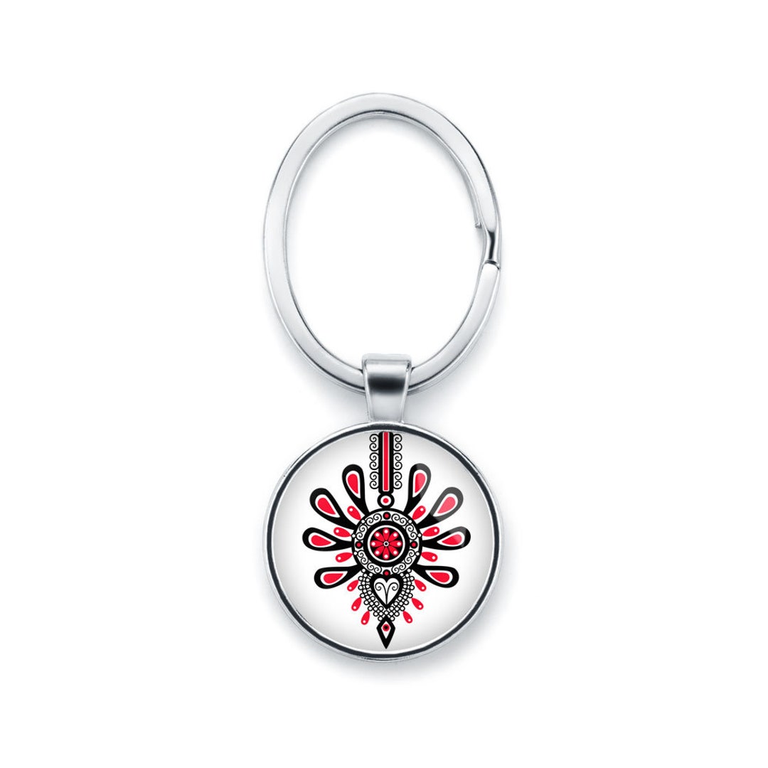 Keychain PARZENICA Polish Folk Art Poland Keyring With Floral Design ...