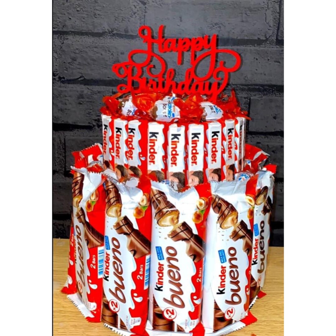 2 Tier Personalised Happy Birthday Chocolate Bueno Kinder Cadburys ...