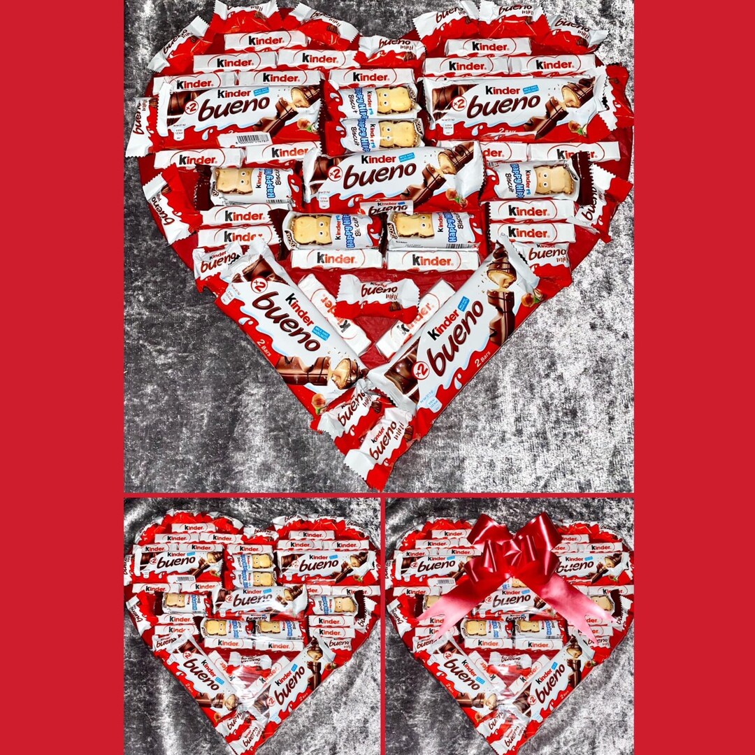 EXTRA LARGE Heart Chocolate Platter Kinder Bueno Bouquet Gift Sweet ...