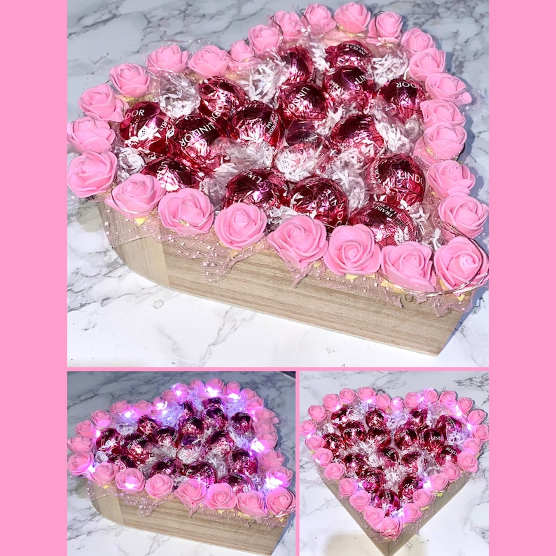 Lindor Lindt Pink Wooden Wood Heart Flower Rose Chocolate - Etsy