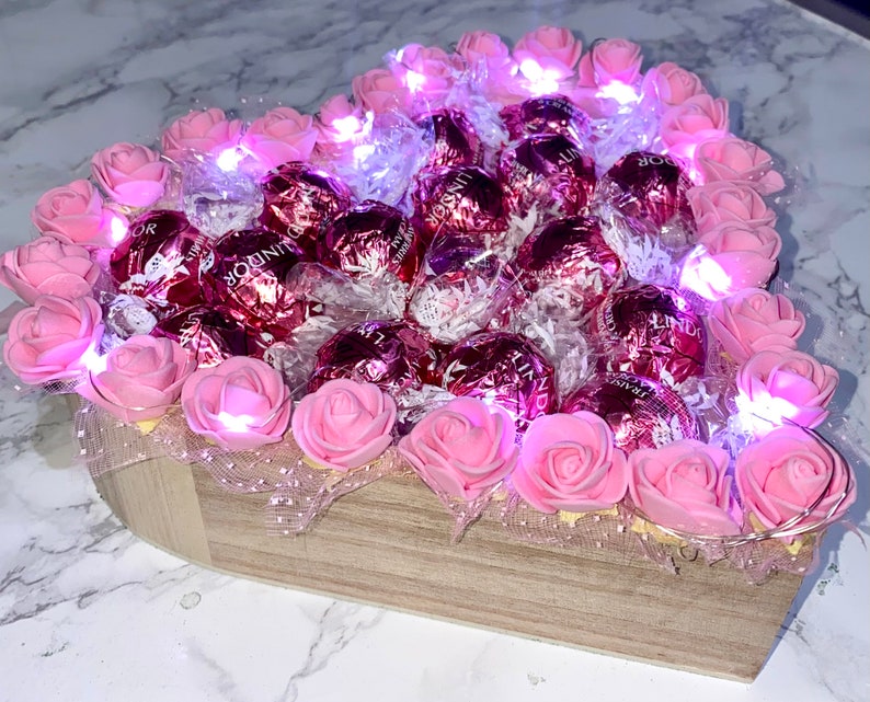 Lindor Lindt Pink Wooden Wood Heart Flower Rose Chocolate - Etsy