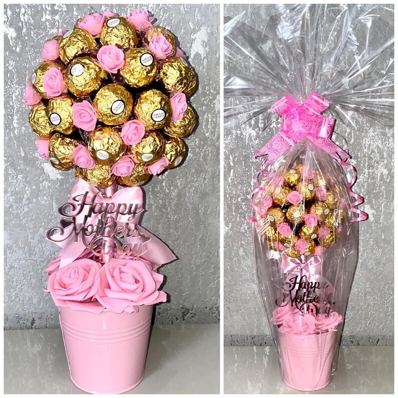 Ferrero Rocher Chocolate Flower Rose Sweet Tree Bow Bouquet - Etsy