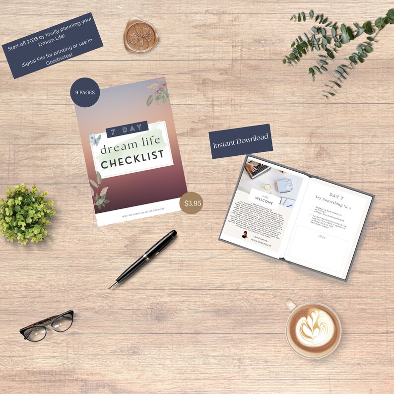 Digital, Printable 7 Day Dream Life Checklist, Prompts - Etsy