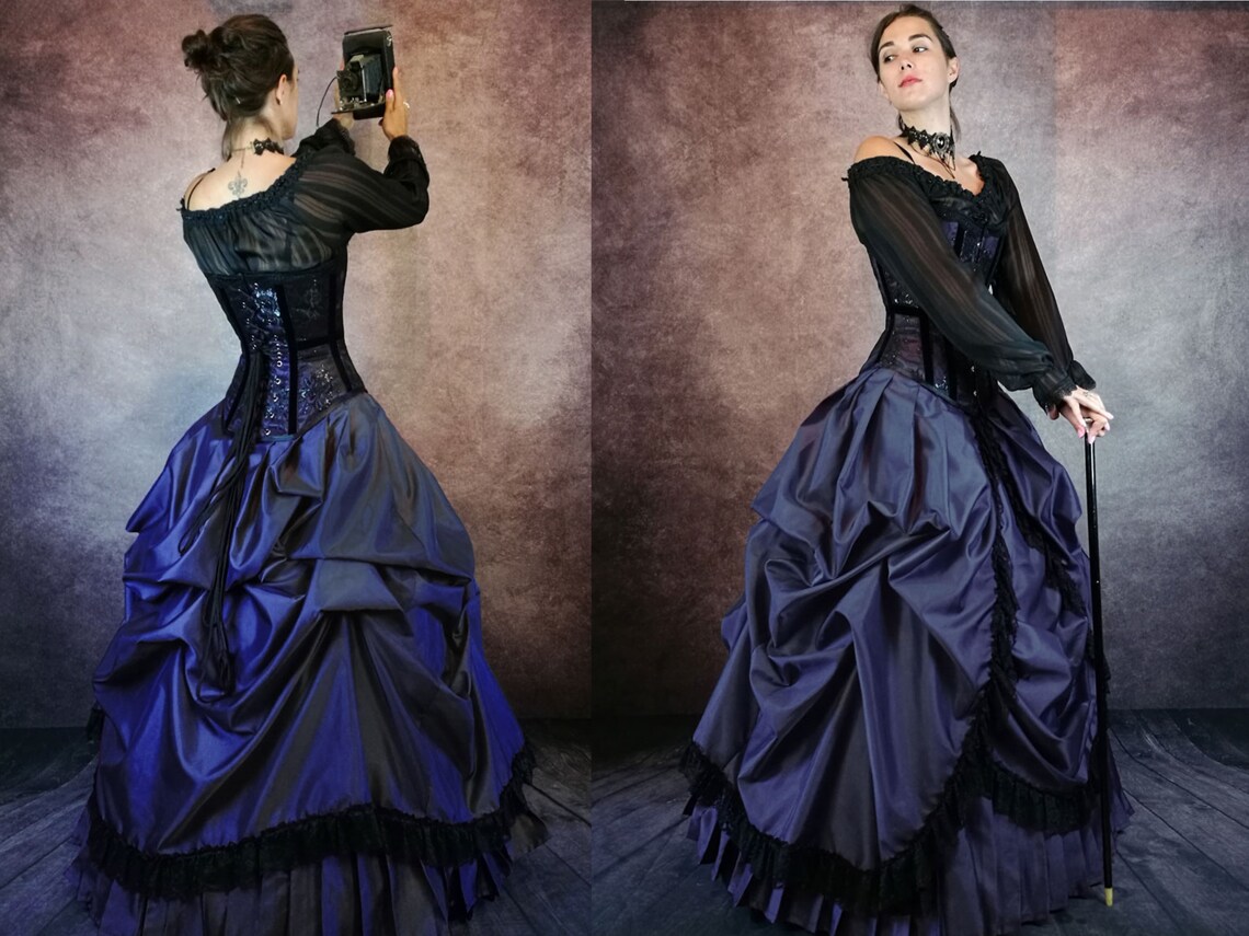 Blue Majestica Gothic Victorian Wedding Dress, Elegant Gothic Prom Gown ...