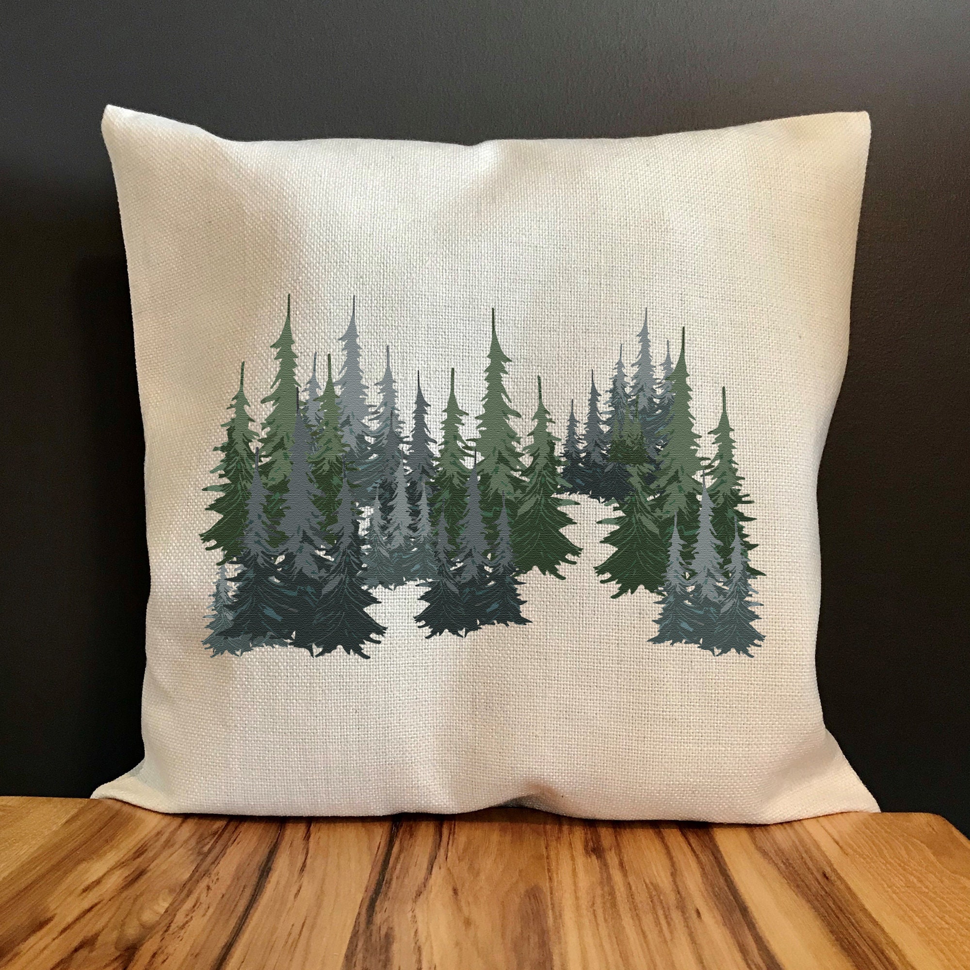 Throw Pillow Pine Tree Forest Decorative Pillow Made of - Etsy