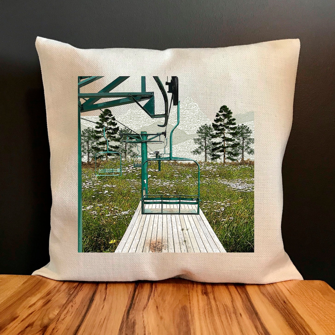 Decorative Throw Pillow, Chairlift in Summer for Skiing and ...
