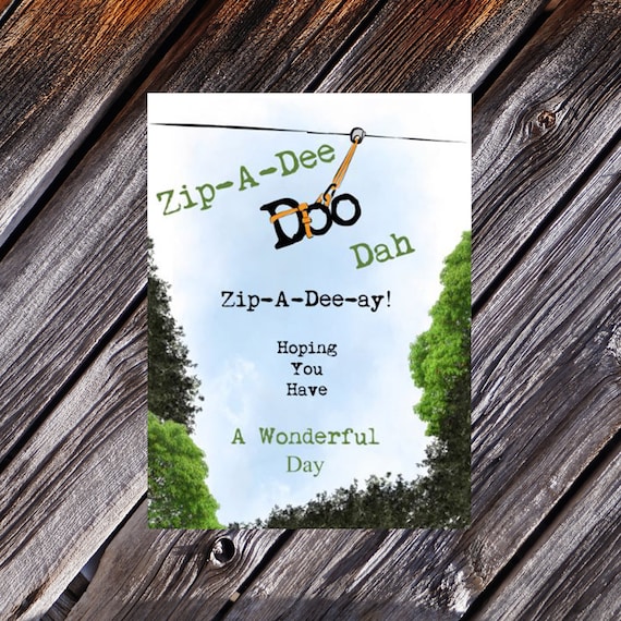 Greeting Card zip-a-dee Doo Dah Zipline Birthday | Etsy