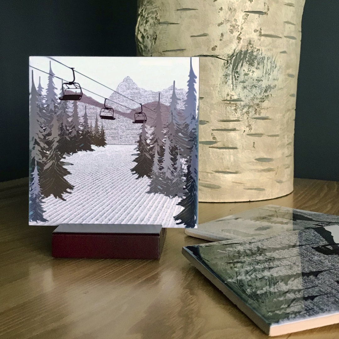 Ski the Trees Ceramic Coaster, Mountain Decor, Made in Michigan - Etsy