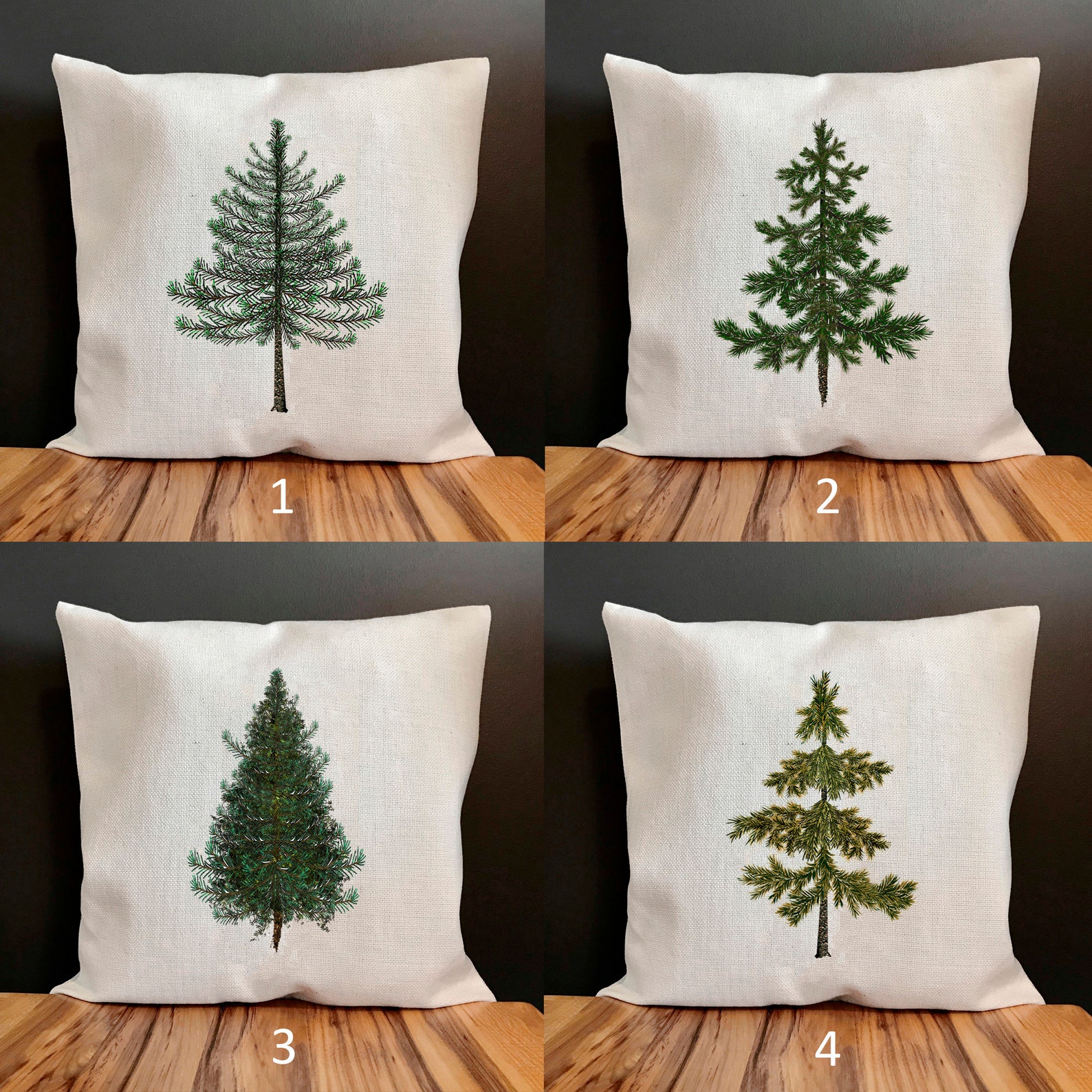 Original Artwork Pine Tree Decorative Accent Pillows, Four Styles, High ...