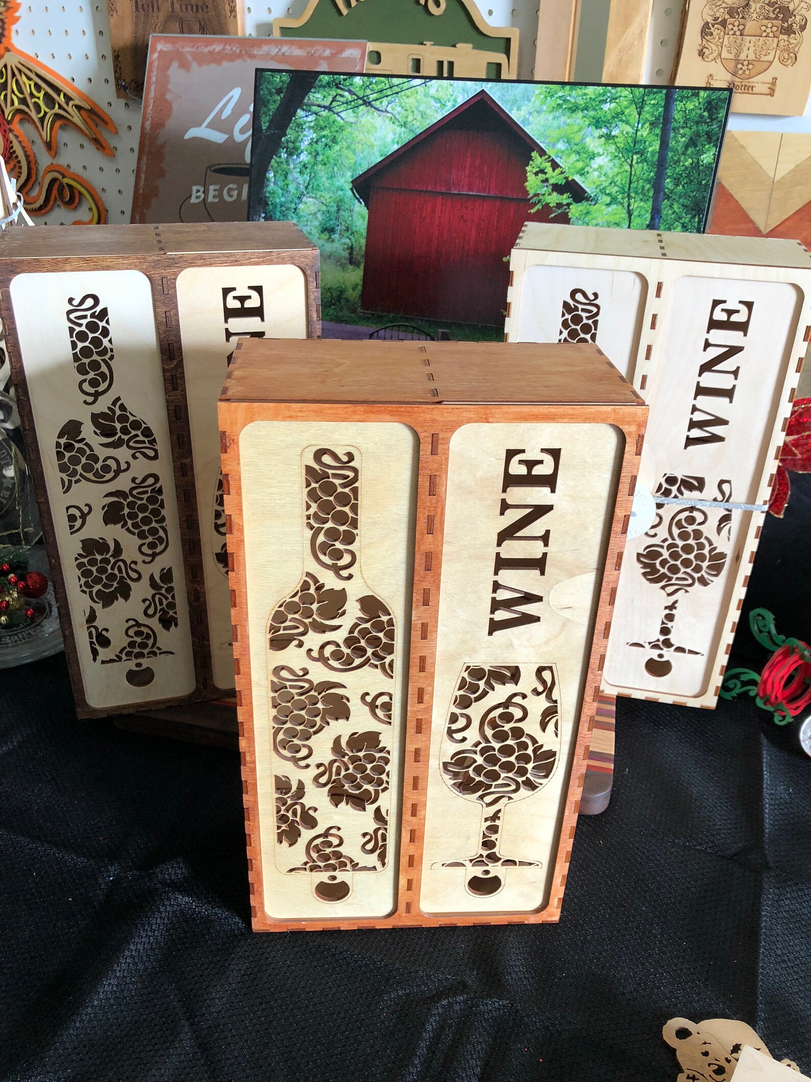Laser Cut Wine Box Holds 2 Wine Glasses - Etsy