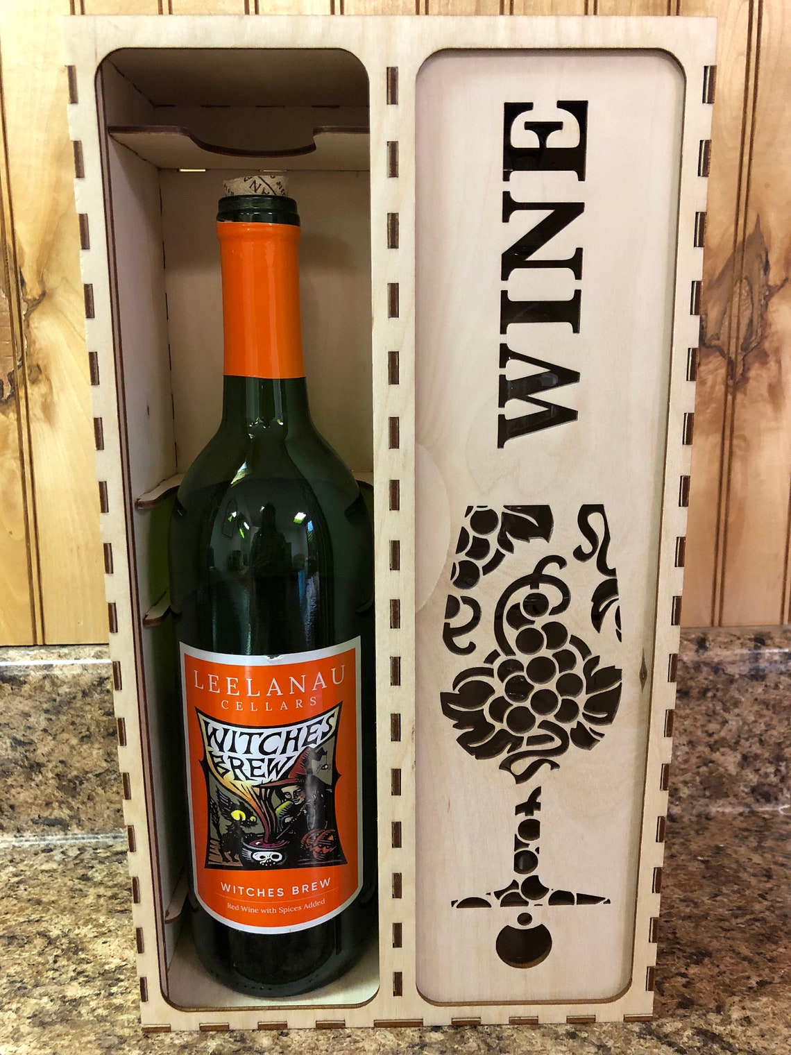 Laser Cut Wine Box Holds 2 Wine Glasses - Etsy