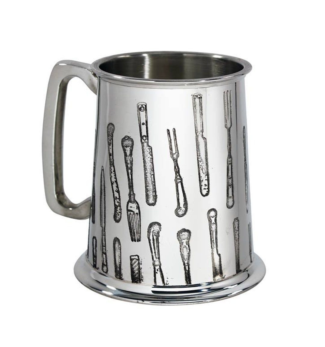 Knife Fork Spoon 1 Pint Pewter Tankard - Wentworth Pewter - Etsy