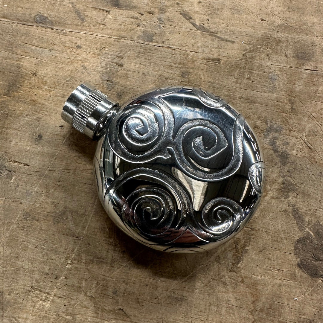 Mini Round 2oz Pewter Flask Tree of Life Design - Etsy