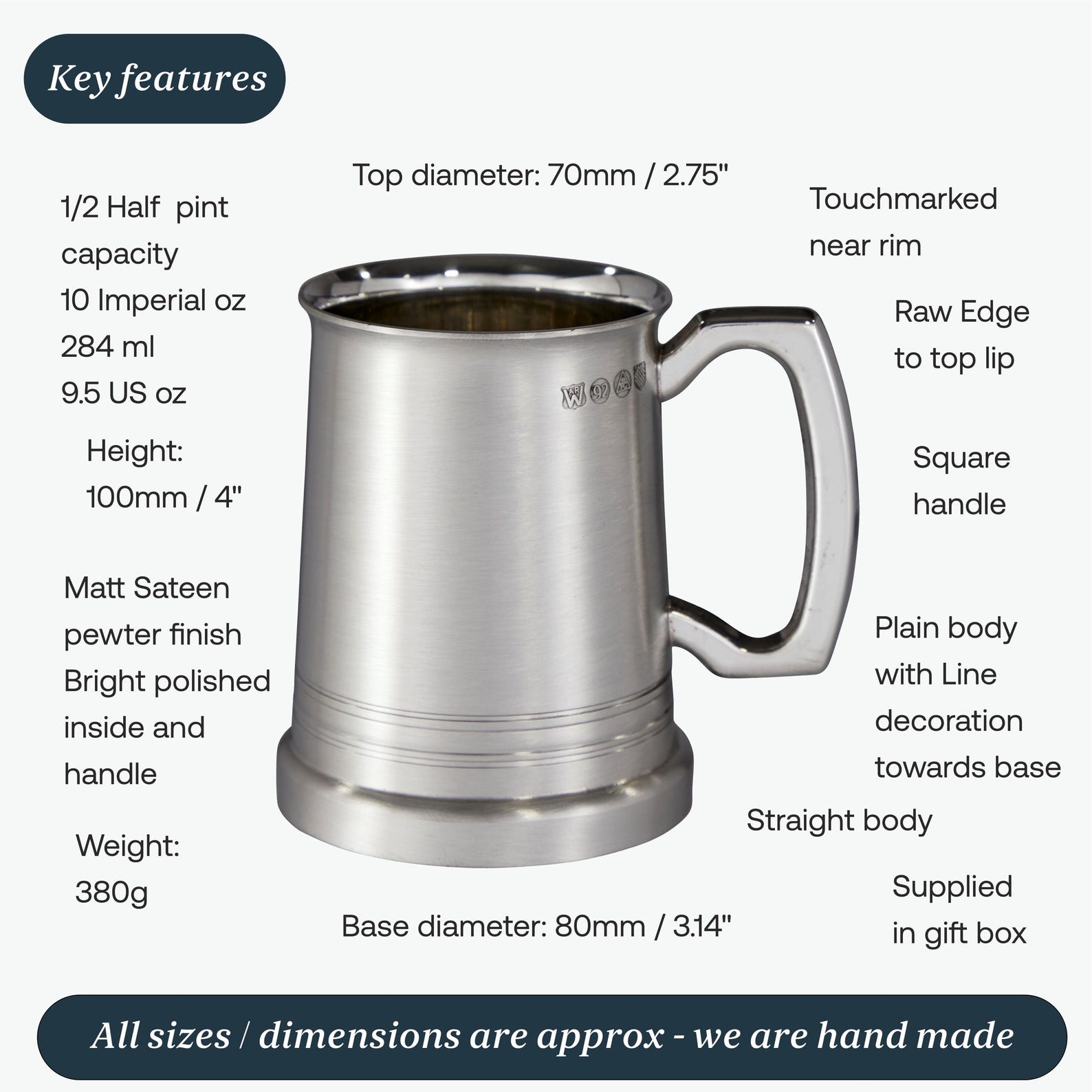 Heavy Half Pint Satin Wentworth Pewter Tankard - Etsy
