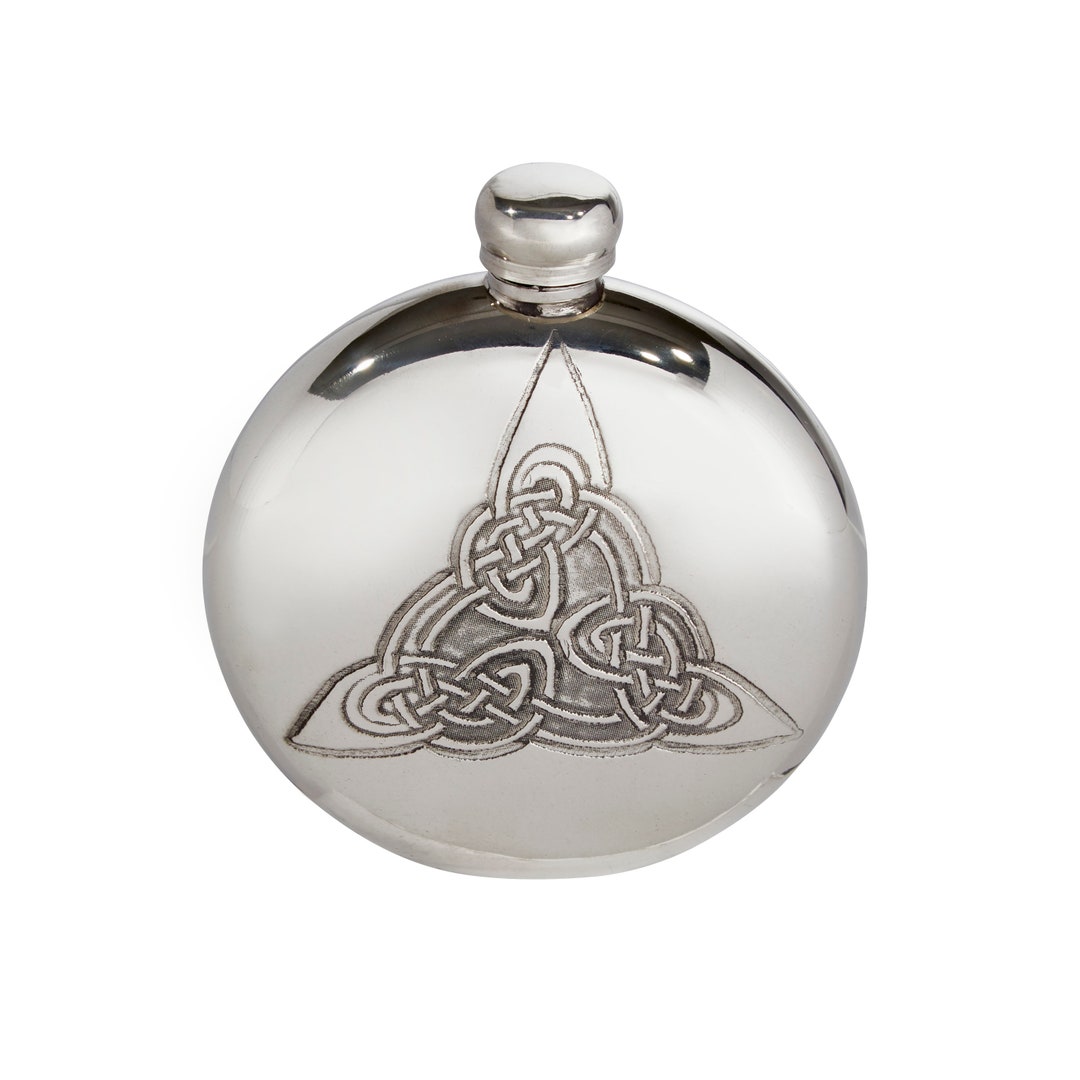 Celtic Tri Knot Pewter Round Flask, Spirit Flask, Pocket Flask - Etsy