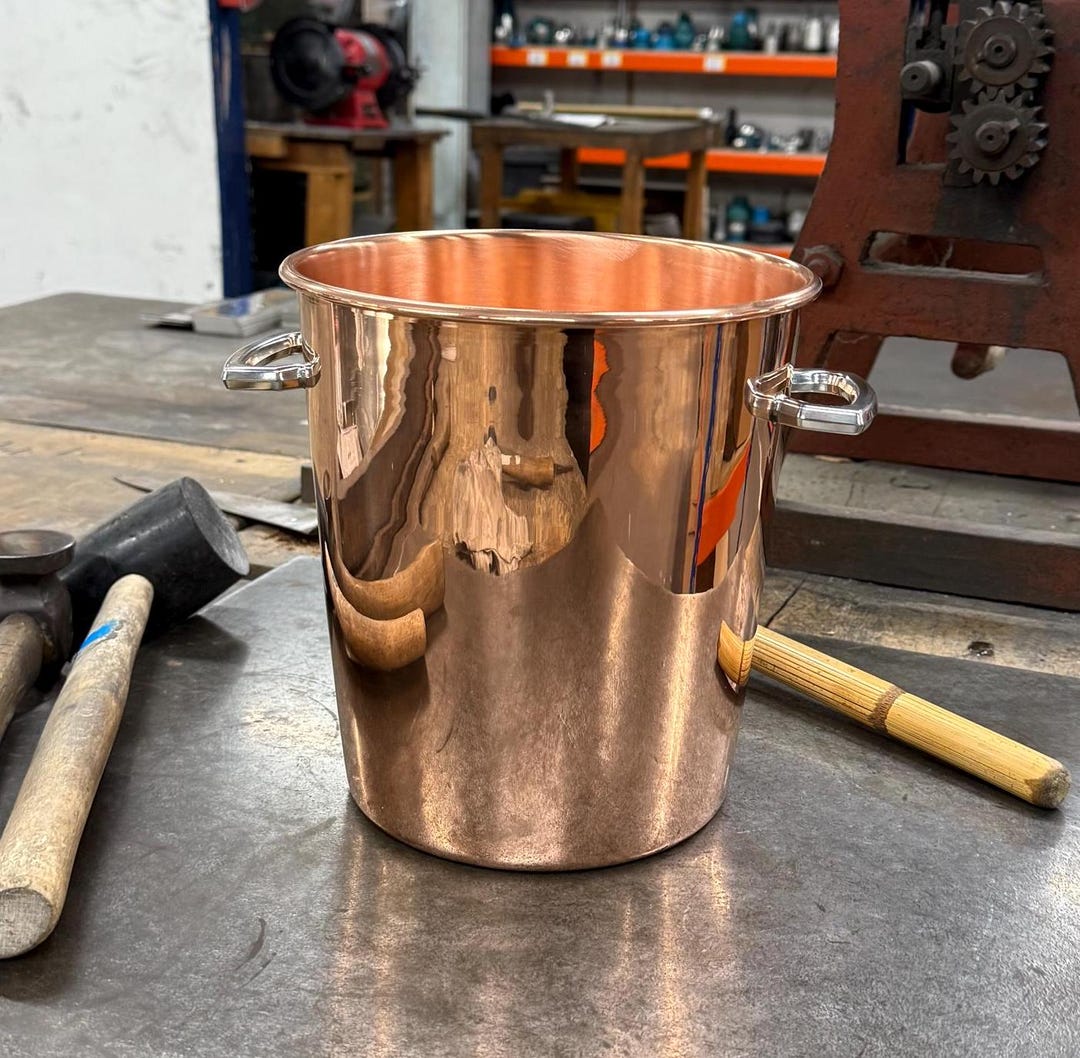 Copper Wine Bucket / Ice Bucket Wine Holder Copper With Pewter Handles ...