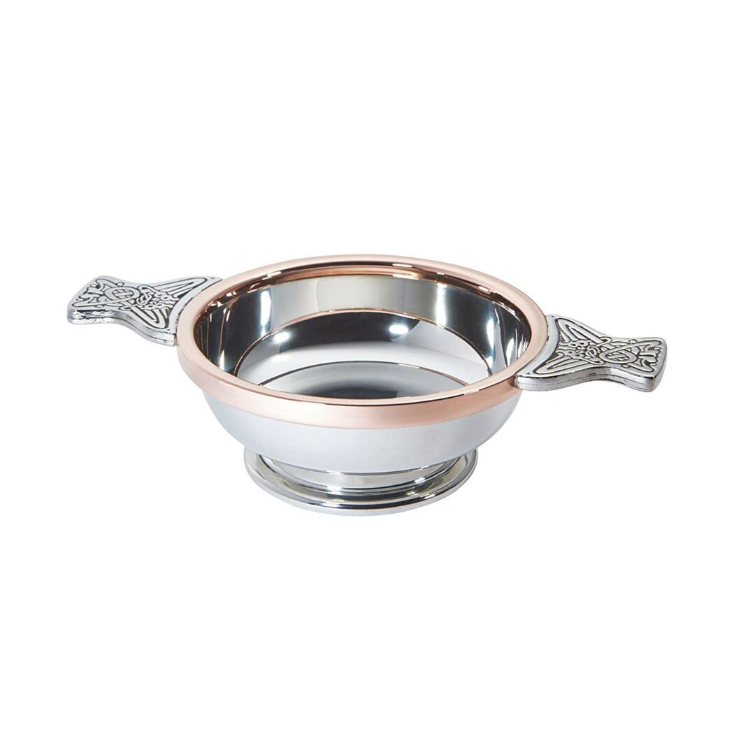 Large Pewter and Copper Quaich Whisky Tasting Bowl Loving Cup Burns ...
