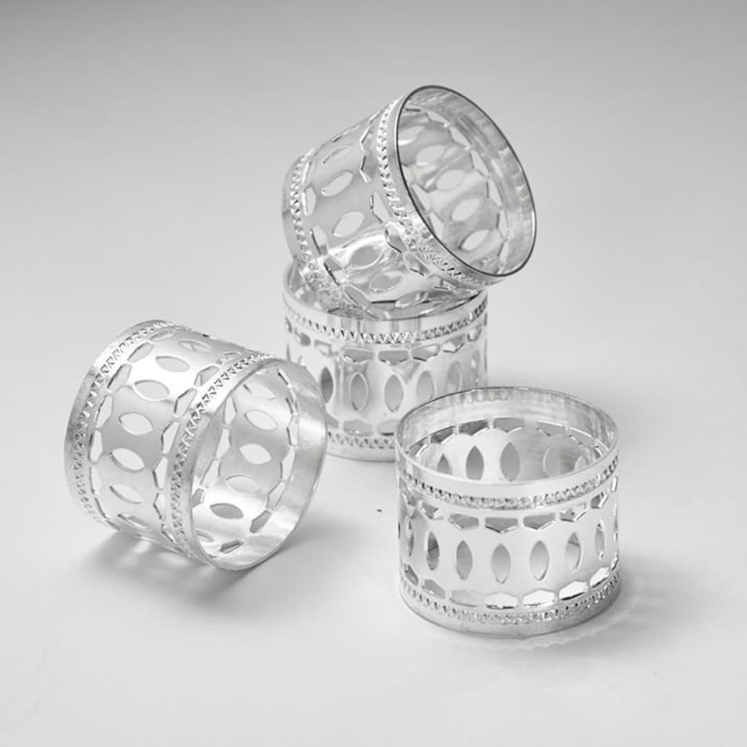 Fretwork Silver Plated Napkin Rings - Set of Four - Etsy