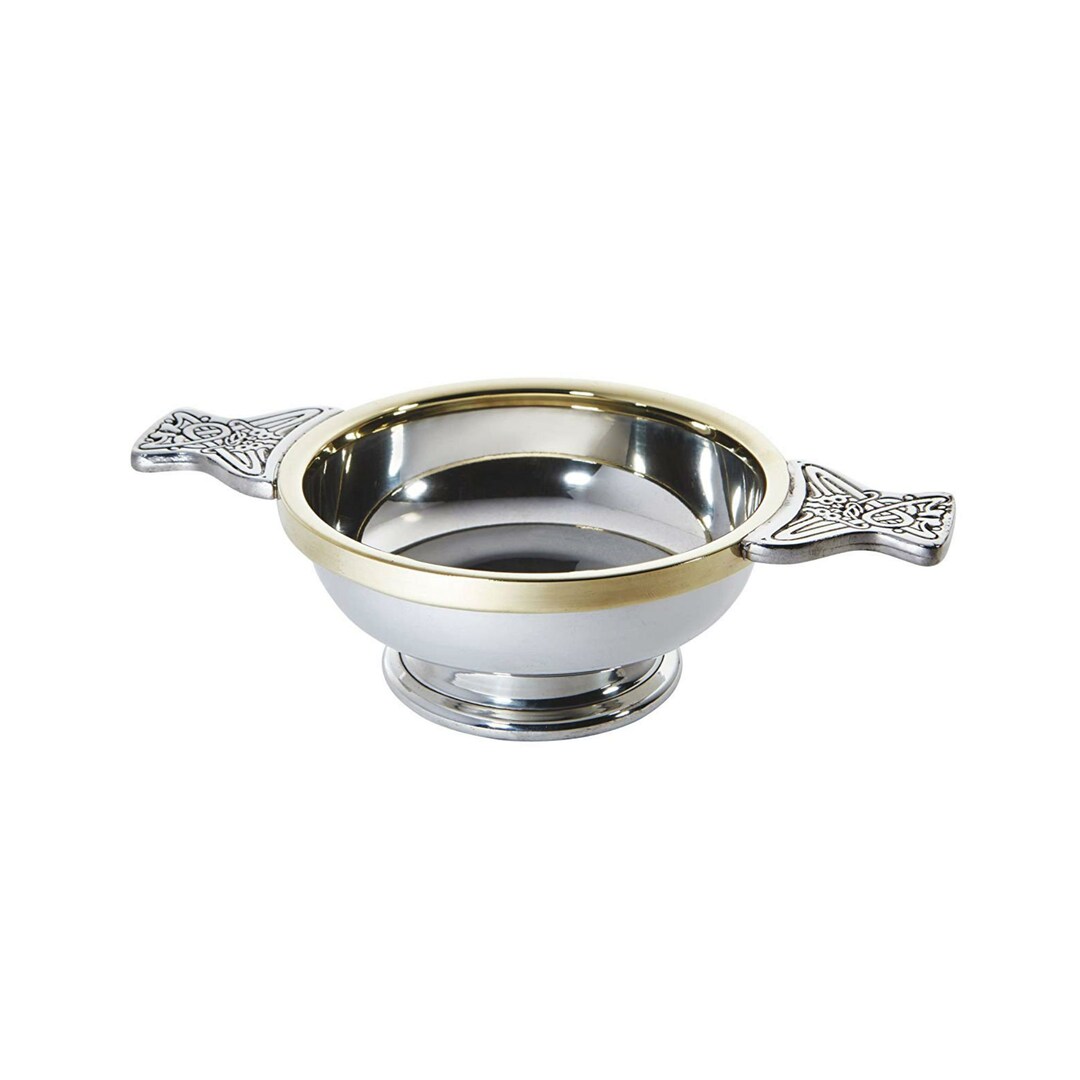 Large Pewter and Brass Quaich Whisky Tasting Bowl Loving Cup Burns ...