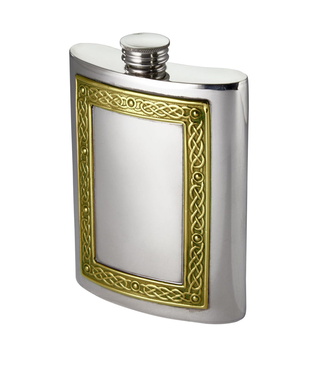 Celtic Brass Frame Flask, Brass and Pewter Flask Spirit Whisky Flask ...