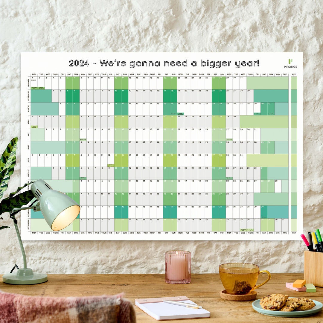 Personalised Green Wall Planner Green Wall Calendar Green Planner 2024 ...