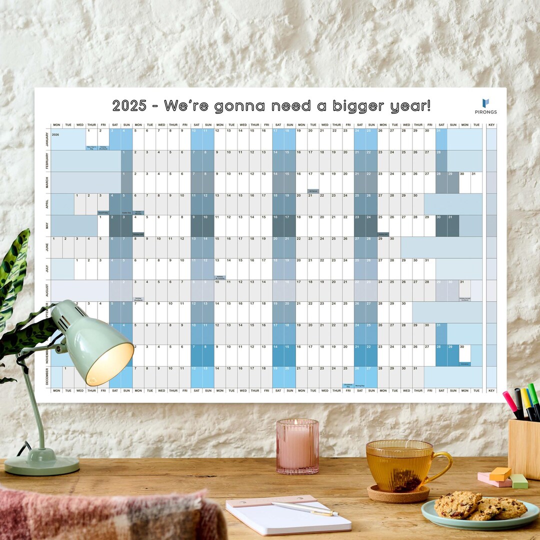 Personalised Blue Wall Planner | Blue Wall Calendar | Blue Planner 2025 ...