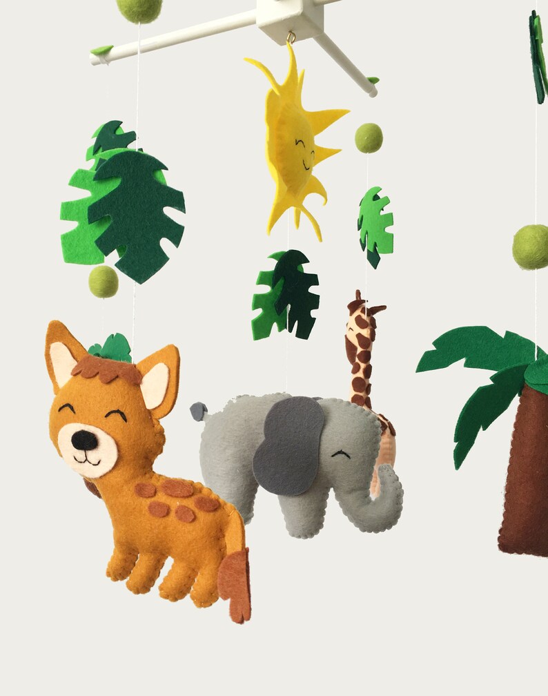 Jungle Mobile for Crib Felt Safari Animal Mobile Felt Cot | Etsy