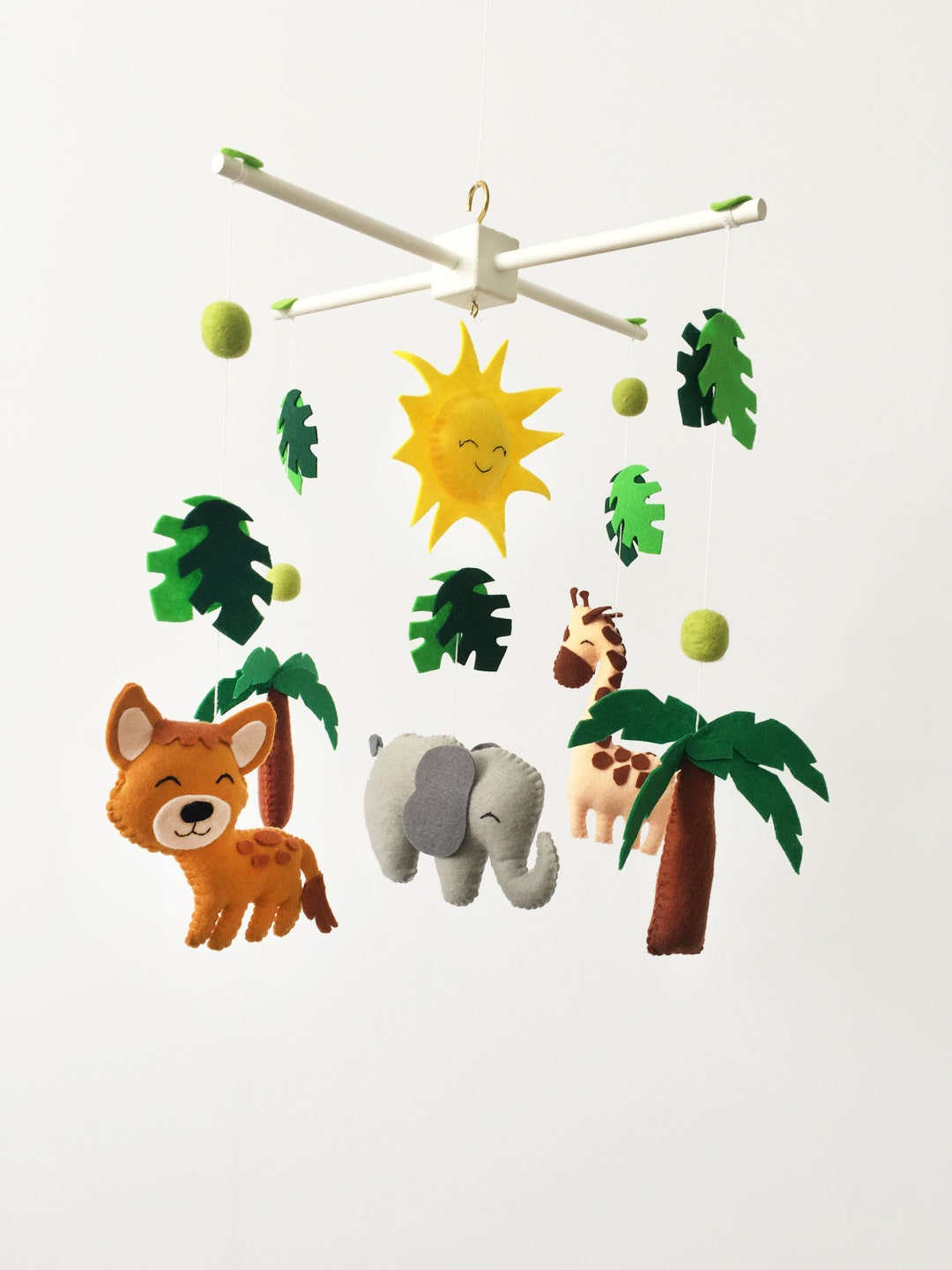 Jungle Mobile for Crib, Felt Safari Animal Mobile, Felt Cot Mobile ...
