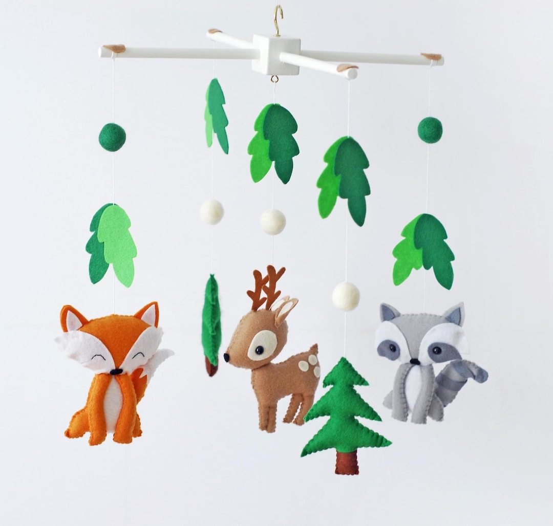 Woodland Baby Mobile, Felt Forest Animal Mobile, Fox Mobile, Deer ...