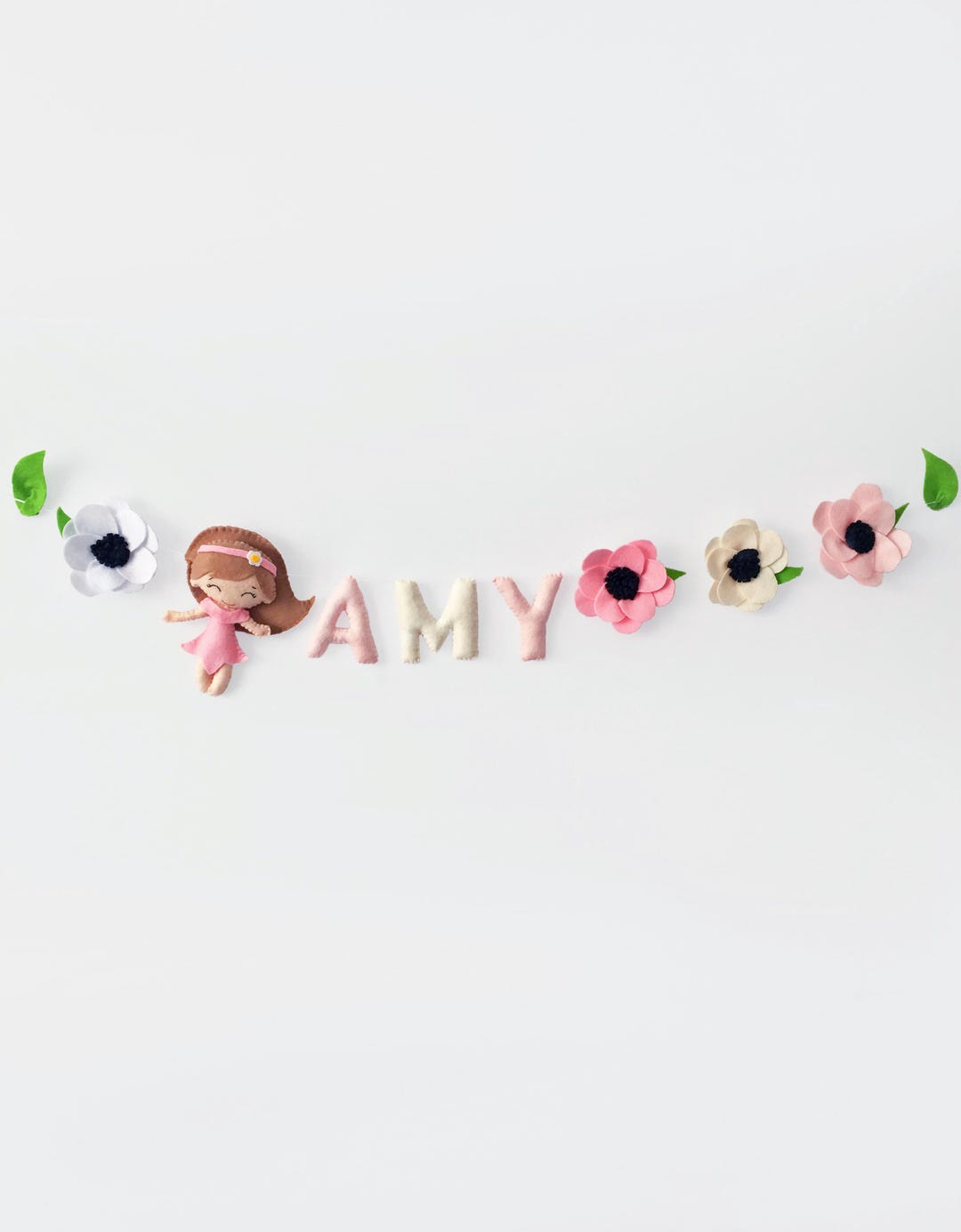 Felt Floral Garland, Fairy Garland, Felt Flower Garland Name Bunting ...