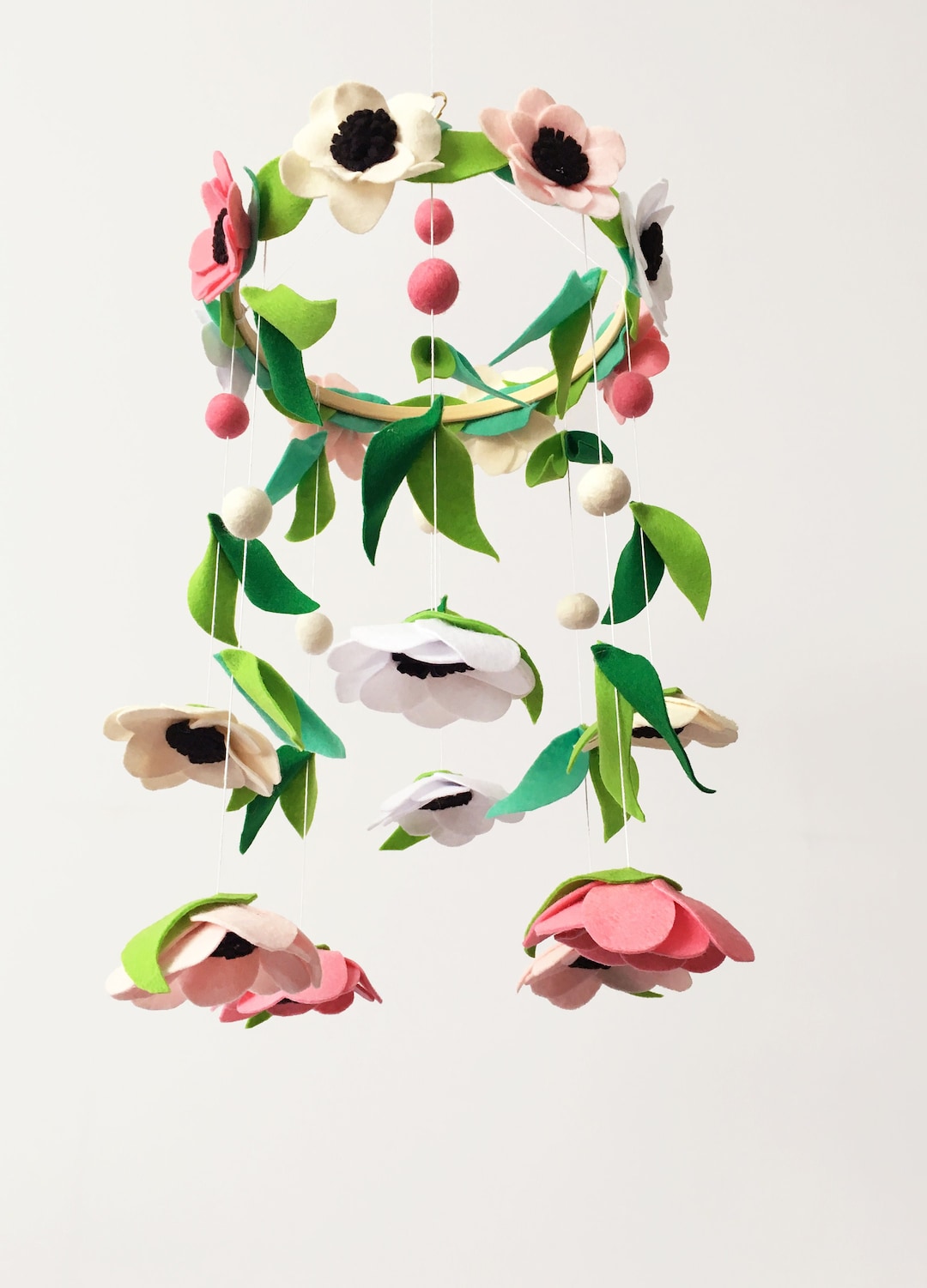 Felt Floral Mobile, Baby Flower Mobile, Nursery Crib Mobile, Cot ...