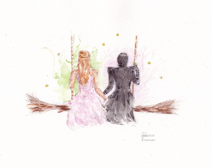 A5 Elphaba and Glinda on Swing Print Watercolour - Etsy UK