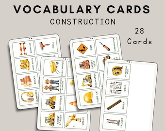 Construction Flashcards for Preschool, Printable PDF, Watercolor ...