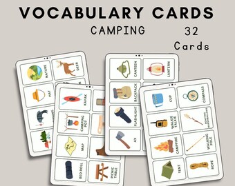 Camping Vocabulary Printable Flashcards, Camping Cards, Word Wall Cards ...
