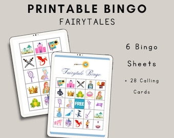 Fairytale Bingo, 50 Bingo Cards, Fairy Tale Party Game, Printable Kids ...