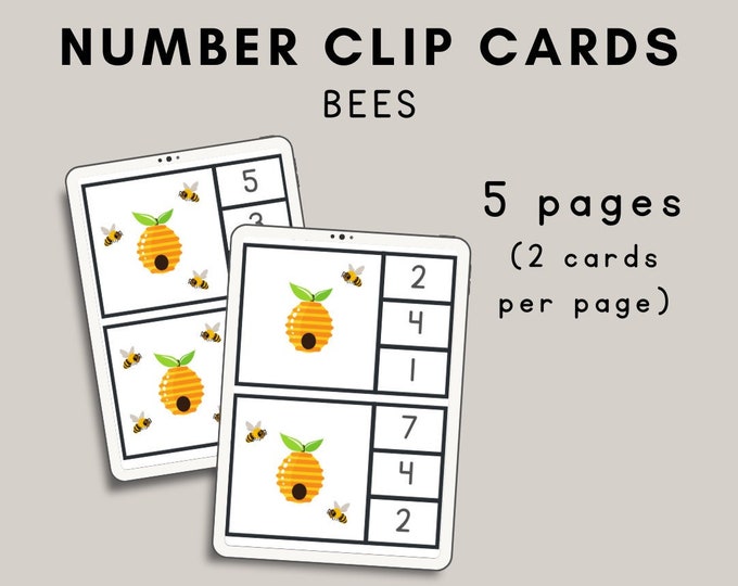 Bumble Bee Themed Count and Clip Cards - Etsy Canada