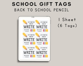 First Day of School Pencil Gift Tag, Editable Teacher Gift Tag, Student ...
